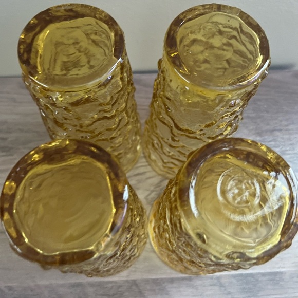 Dining Vintage 197s Anchor Hocking Gold Lido Milano Tumblers Crinkle